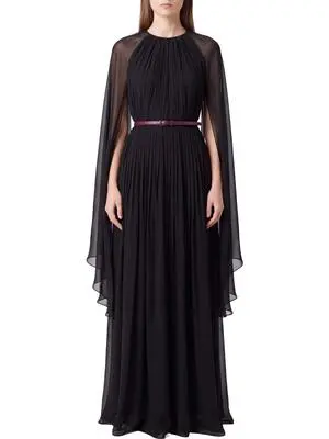 MAX MARA Long-sleeved Silk Evening Gown With Belt