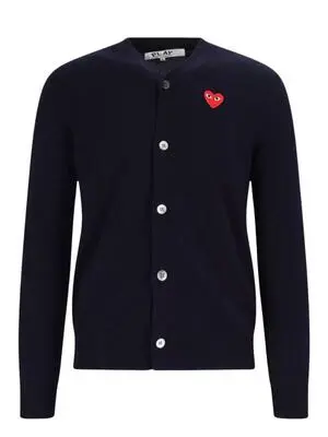 PLAY COMME DES GARCON Comme Des Garçons Play V-Neck Cardigan With Red Emblem Knit