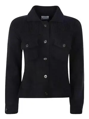 BARRIE Ribbed-knit Button-up Jacket