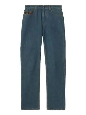Burberry Dalia Check Pocket Straight-leg Denim Pants - Medium Blue
