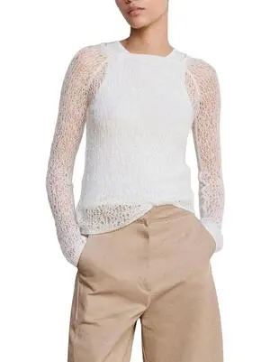 MANGO Openwork Knit Layered Sweater