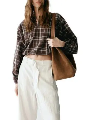 MANGO Plaid Puffed Sleeve Shirt