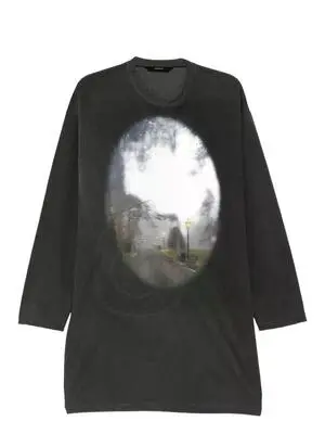 PUSHBUTTON Landscape-print Spiral-stitch T-shirt