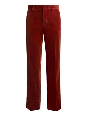 ETRO Plain-coloured Straight-leg Cotton Velvet Trousers