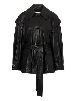 NOUR HAMMOUR Nour Hammour Belted Leather Jacket