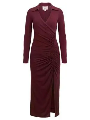 Cinq À Sept Fabia Ruched Midi Dress Red
