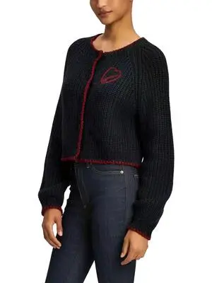 Cinq À Sept Millie Amour Heart-embroidered Cardigan Blue