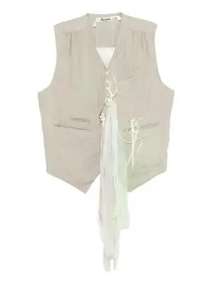 MIDORIKAWA Safety-pin Frayed-trim Gilet