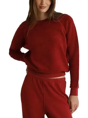PERFECTWHITETEE Ziggy Cotton Reverse Fleece Sweatshirt Ruby Red