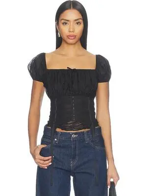LIONESS Lioness Love Letters Corset Top In Black.