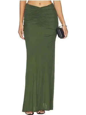 Alice + Olivia Alice + Olivia Shannon Ruched Hip Maxi Skirt In Black. Dark Fern