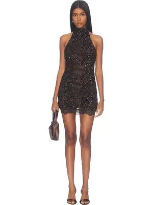 LOVERS AND FRIENDS Lovers And Friends Atika Sequin Lace Mini Dress In Brown.