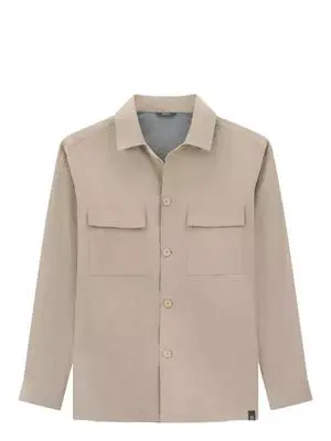 Boggi Milano Overshirt In Corduroy Lined With Flannel Neutrals