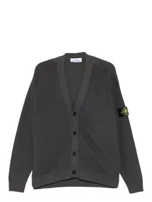STONE ISLAND Logo-patch Ribbed-knit Cardigan