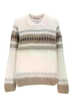 GRAN SASSO Fair Isle Knit Collar Sweater