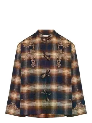 BAZISZT Jorah Floral-embroidered Checked Jacket