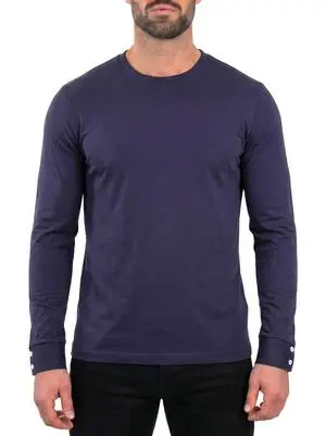 MACEOO Long Sleeve T-shirt With Button Cuffs - Blue