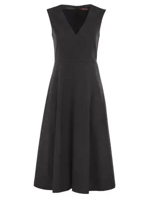 Max Mara Max Mara Studio Mstcurva V-Neck Midi Dress Gray