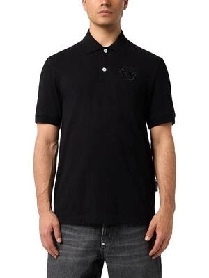 Philipp Plein Polo T-shirt Embroidery Hexagon Men Black