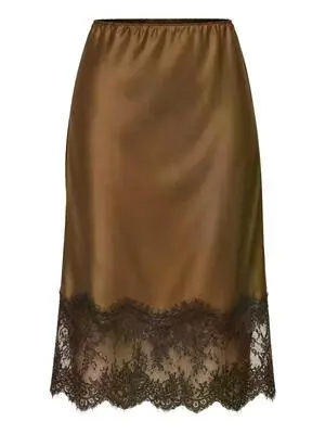 HERSKIND Herbert Lace-trimmed Midi Skirt Brown