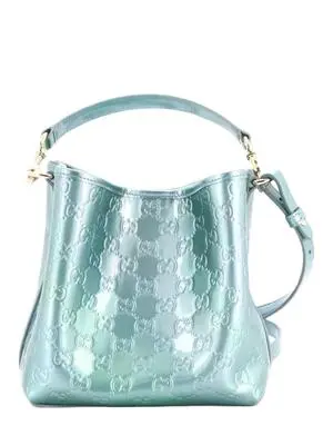 GUCCI Gg Emblem Gg Embossed Patent Small Bucket Bag