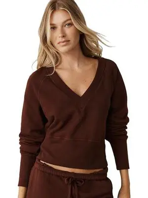 SUNDRY Cotton Blend V-neck Sweatshirt