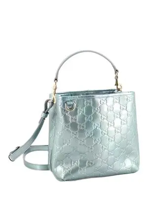 GUCCI Emblem Gg Embossed Patent Small Bucket Bag