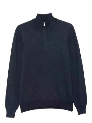 BARBA NAPOLI Quarter-zip Knitted Sweater Blue