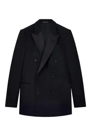 EMPORIO ARMANI Tailored Double-breasted Blazer With Satin Peak Lapels