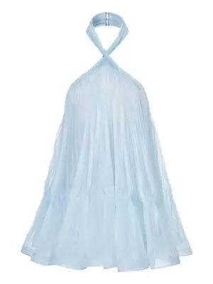 MONTSAND Pleated Ruffle Halter Top