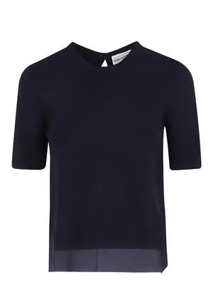 SEMICOUTURE Keyhole-back Short-sleeve Sweater