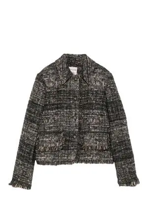 SEMICOUTURE Bouclé Frayed Jacket Gray