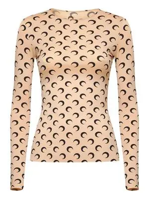 MARINE SERRE Moon-print Crew-neck T-shirt Beige