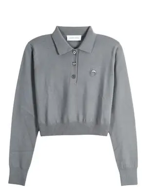 MARINE SERRE Marine Serre Merinos Long-Sleeved Knitted Polo Shirt
