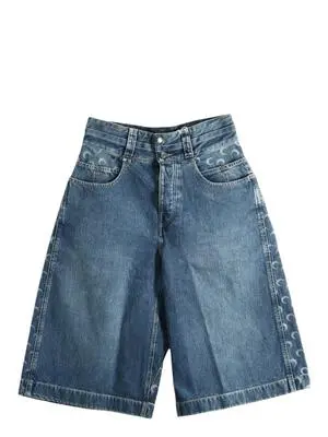 MARINE SERRE Vintage Blue Brushed-denim Shorts