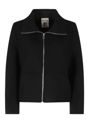 SEMICOUTURE Cropped Coat With A Zipper Black
