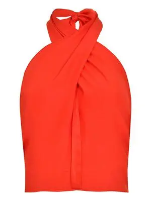 FRANCESCA MIRANDA Olivia Silk Crossover Halter Top