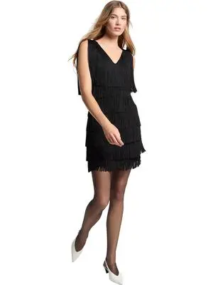 MICHAEL KORS Fringed Crepe Mini Dress In - Size Xxs By