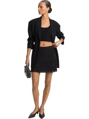 MICHAEL KORS Fringed Jersey Mini Skirt In - Size Xxs By
