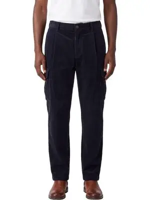 Herno Corduroy Cargo Trousers With Slash And Side Pockets Blue