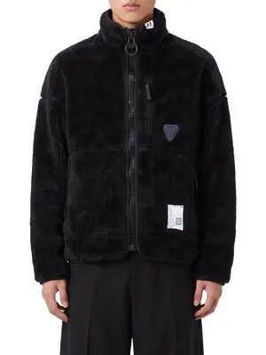 Mihara Yasuhiro Fleece Jacket With High Neck And Embroidered Logo Black