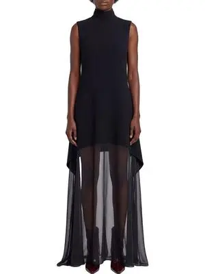 Sportmax Sleeveless High-neck Long Evening Gown In Silk And Viscose - Black