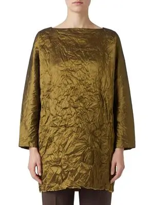 DANIELA GREGIS Long-sleeved Crinkled Silk Blouse Yellow