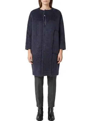 DANIELA GREGIS Single-breasted Knee-length Mohair And Silk Coat - Black