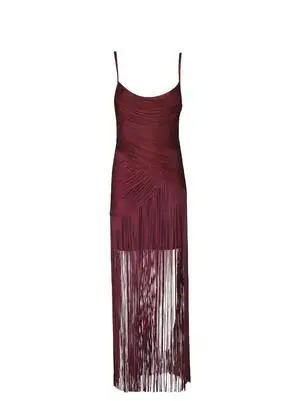 HERVE LEGER The Carly Fringed Ruched Maxi Dress