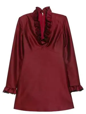 ALBERTA FERRETTI Ruffled Long-sleeve Mini Dress