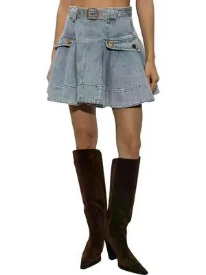 ZIMMERMANN Belted Pleated Mini Skirt