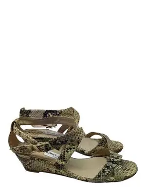 JIMMY CHOO Cross-strap Wedge Sandals Neutrals