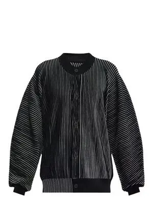 ISSEY MIYAKE In The Shadow Pleated Pinstripe-pattern Cardigan