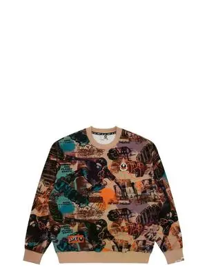 AAPE BY *A BATHING APE Moonface Graffiti-print Sweatshirt Neutrals